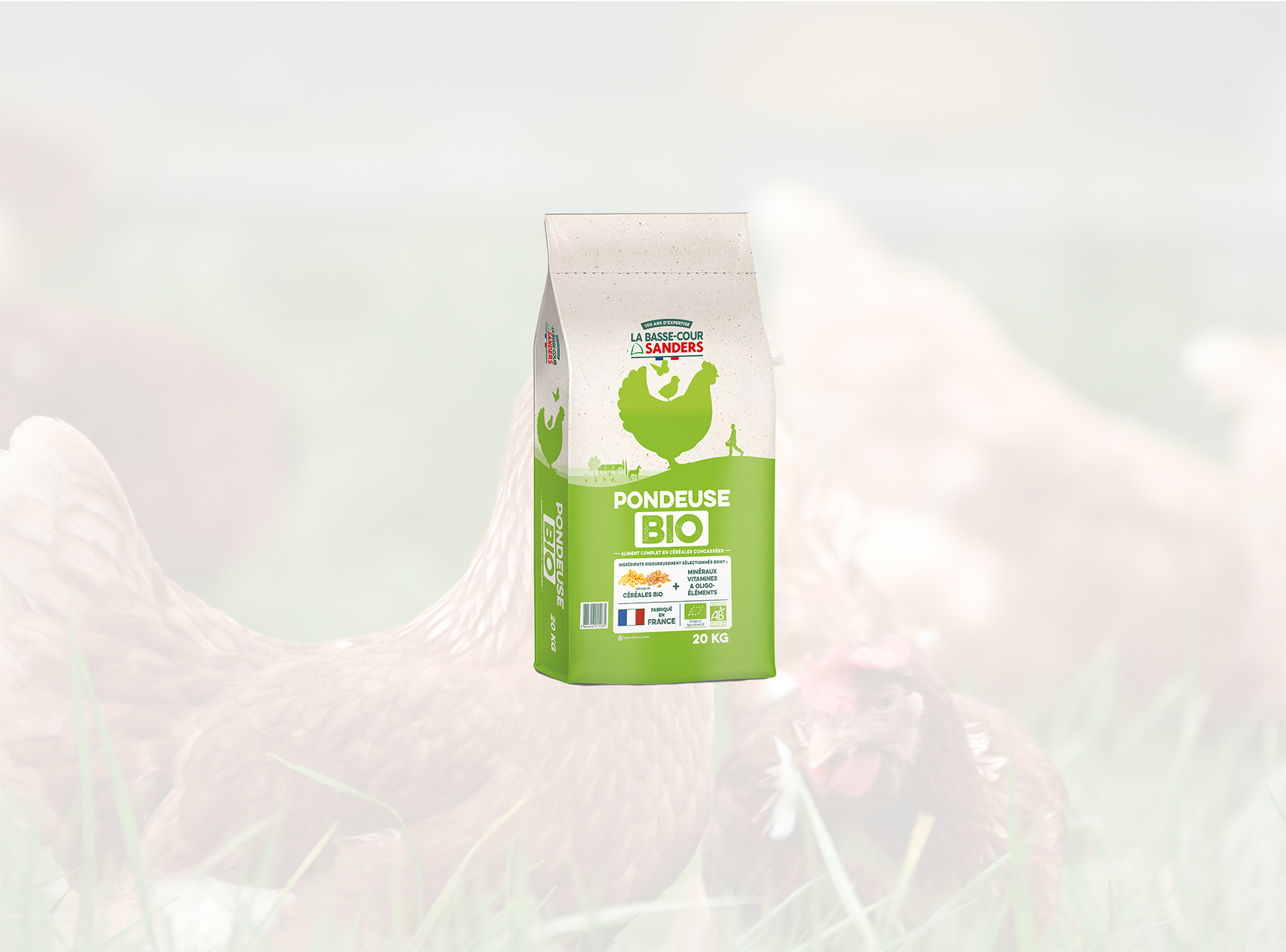 Aliment complet BIO pour poules pondeuses – Sanders Basse-Cour